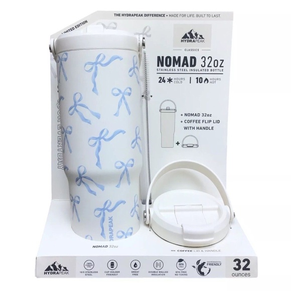 Kitchen | Hydrapeak Nomad 32 Oz Stainless Steal Blue Bows Insulated ...